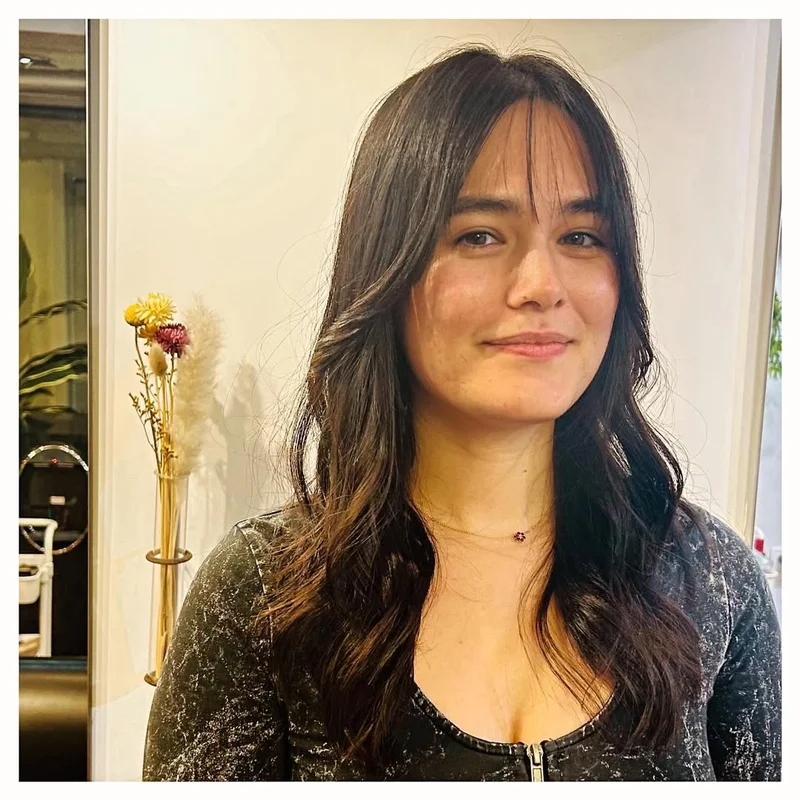 Curtain Bangs with Face-Framing Layers | Lenden Salon | Manhattan, New York