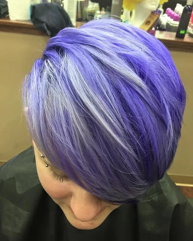 Edgy Lavender Pixie with Silver Highlights | The Wayward Hairdresser ...