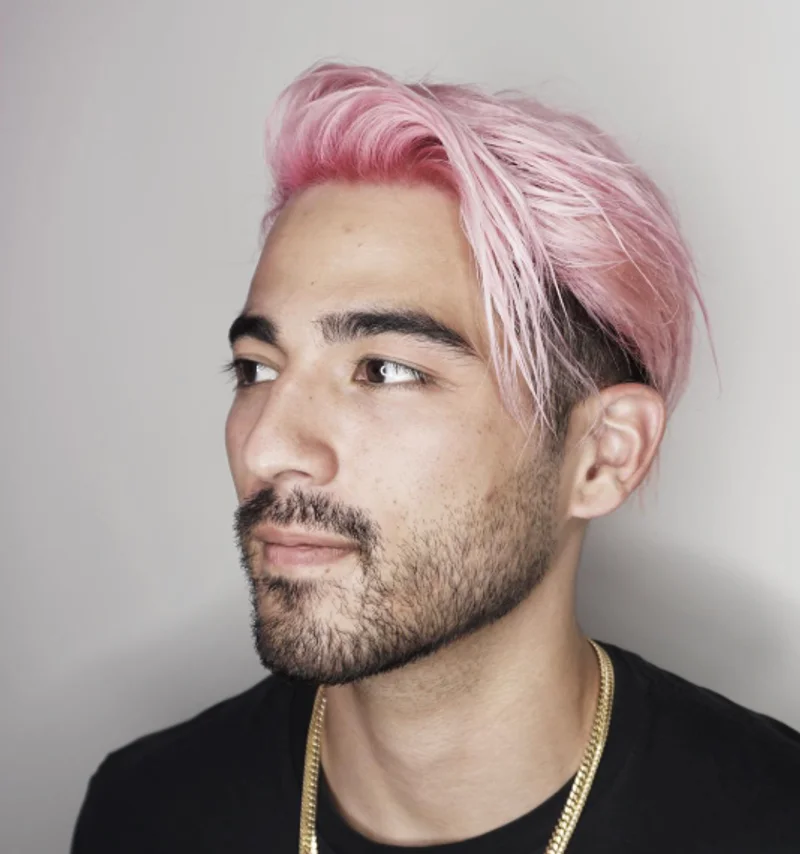 Men's Pink Pastel Asymmetrical Undercut | NEWHAIR nyc | Manhattan, New York