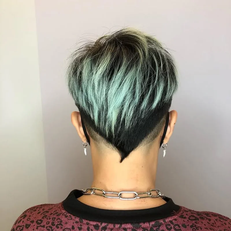Undercut Pixie with Mint Green Highlights | Takamichi Hair | Manhattan ...