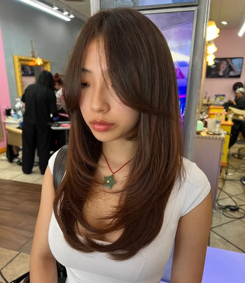 Korean Layered Cut with Curtain Bangs | Ssoonie Style | Los Angeles ...